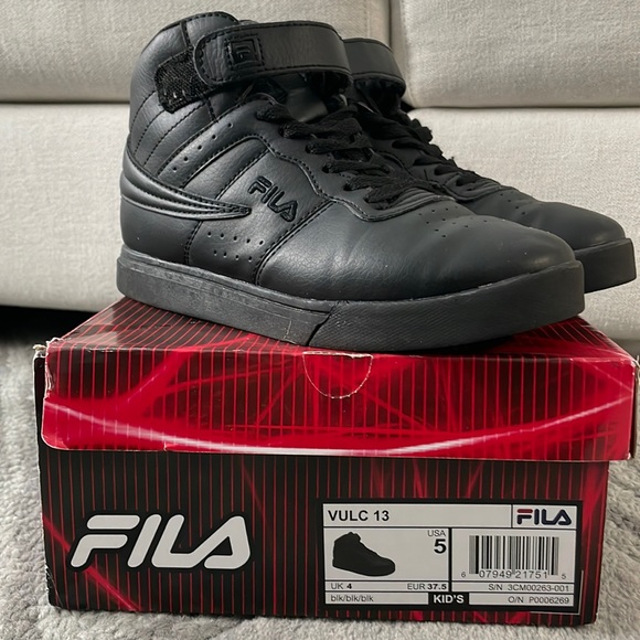 Fila | Shoes | Fila Black High Top Sneaker With Velcro Strap | Poshmark